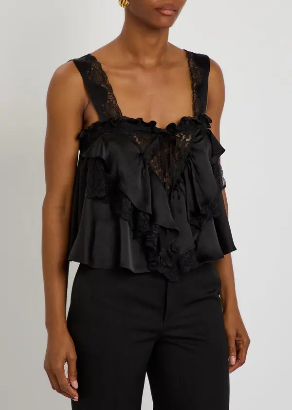 Chloé Lace-embellished Ruffled Silk Blouse