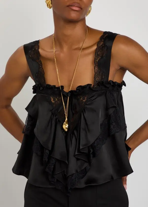 Chloé Lace-embellished Ruffled Silk Blouse