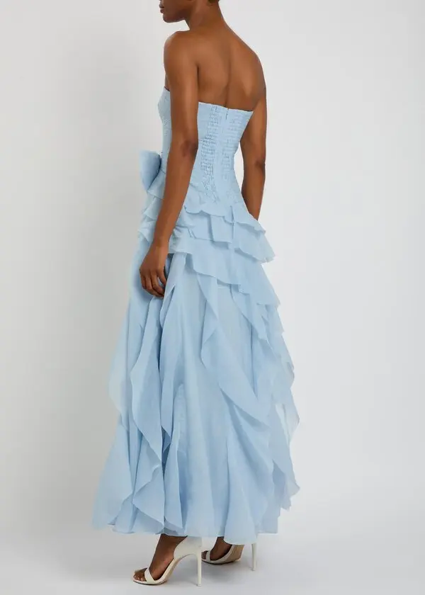 Aje Canyon Floral-appliqué Chiffon Gown