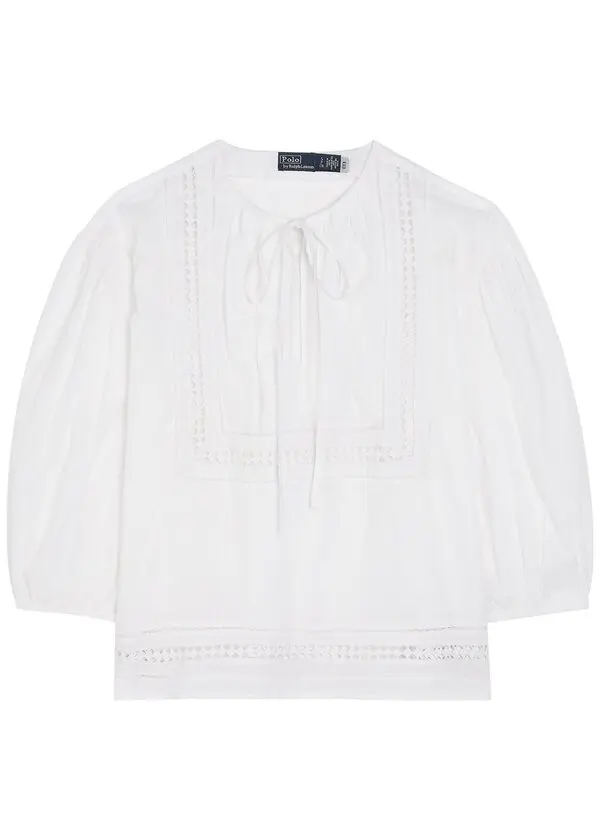 Polo Ralph Lauren Cutwork Embroidered Cotton Blouse - White