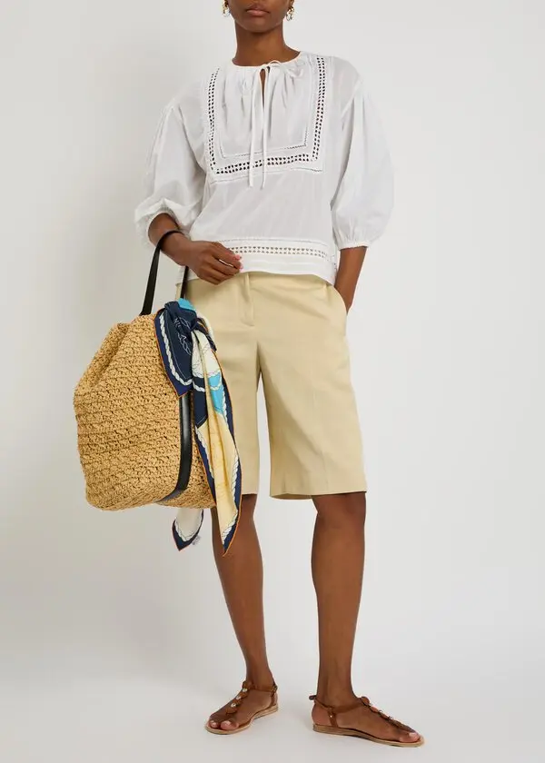 Polo Ralph Lauren Cutwork Embroidered Cotton Blouse - White
