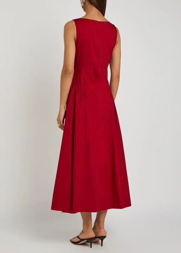 Staud Gwen Stretch-cotton Poplin Midi Dress