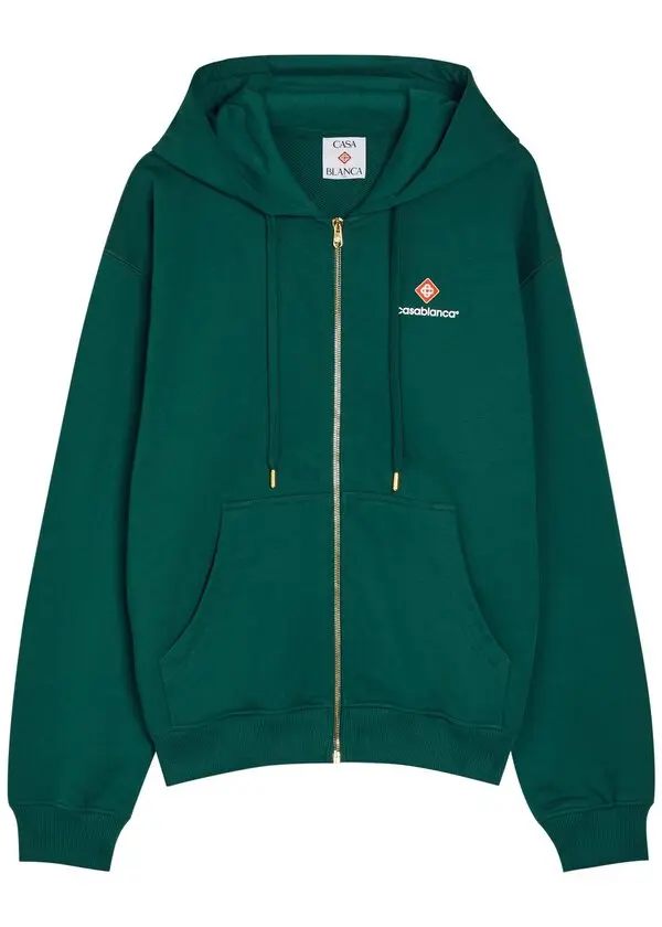 Casablanca Hooded Zip-through Cotton Sweatshirt