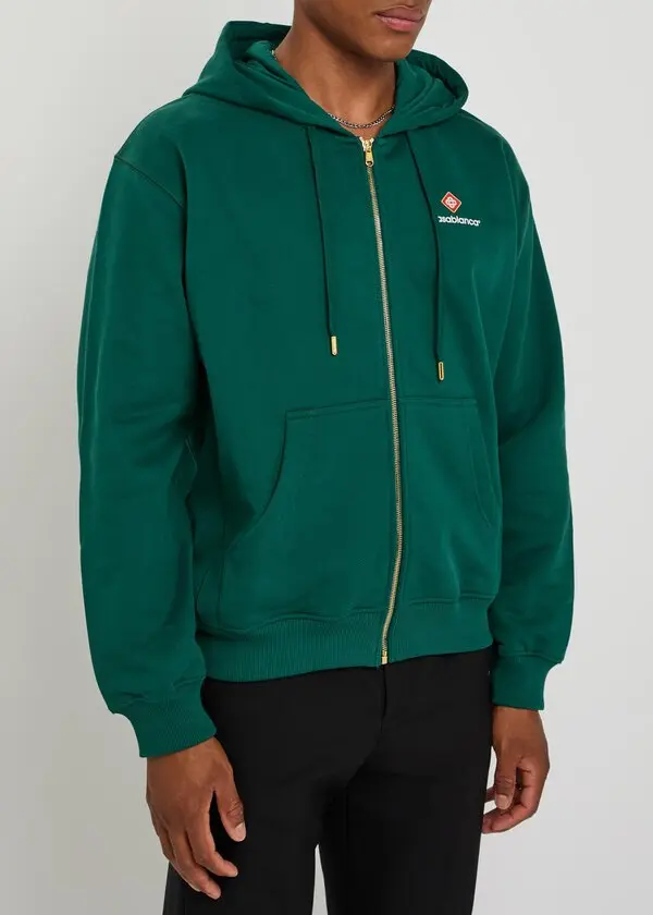 Casablanca Hooded Zip-through Cotton Sweatshirt