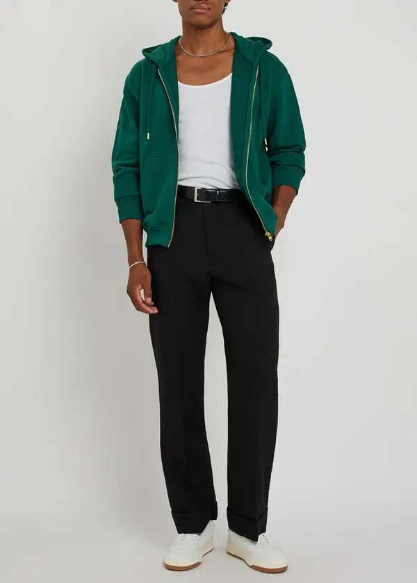 Casablanca Hooded Zip-through Cotton Sweatshirt