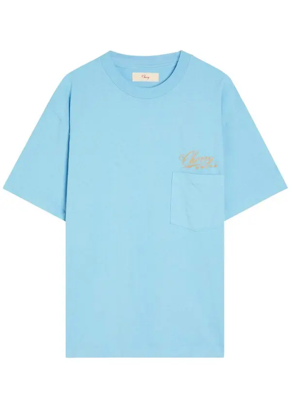 CHERRY LOS ANGELES 5 Star Logo-embroidered Cotton T-shirt - Light Blue