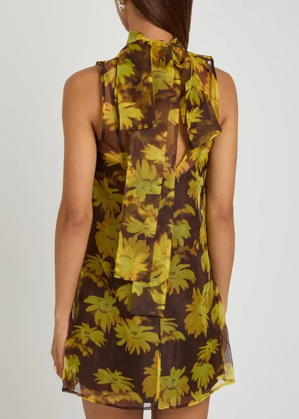 Staud Ablee Floral-print Organza Mini Dress