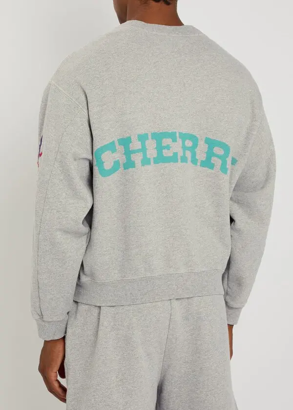 CHERRY LOS ANGELES Gecko Embroidered Zip-through Cotton-blend Sweatshirt