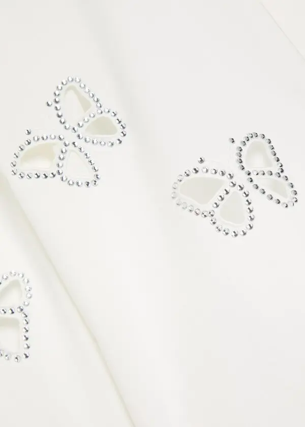 Alice + Olivia Finely Embellished Cut-out Woven Shirt