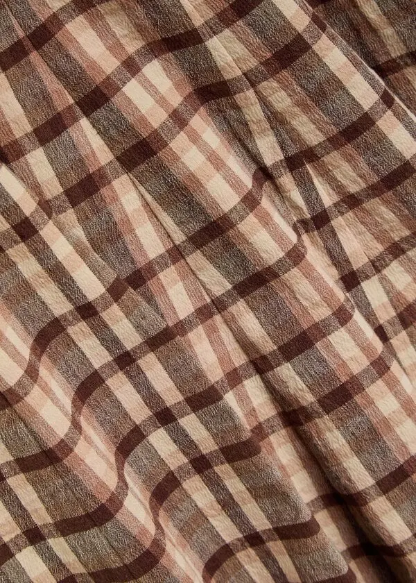 Staud Wells Checked Linen-blend Midi Dress