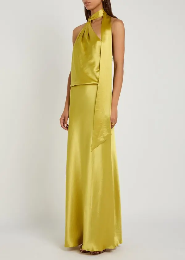 Staud Estelle Scarf-effect Satin Maxi Dress