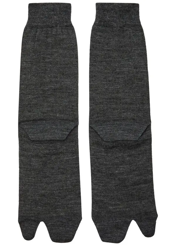 MAISON MARGIELA Tabi Ribbed-knit Wool-blend Socks - Dark Grey