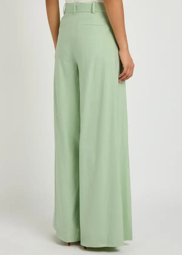 Alice + Olivia Blaire Pleated Wide-leg Linen-blend Trousers