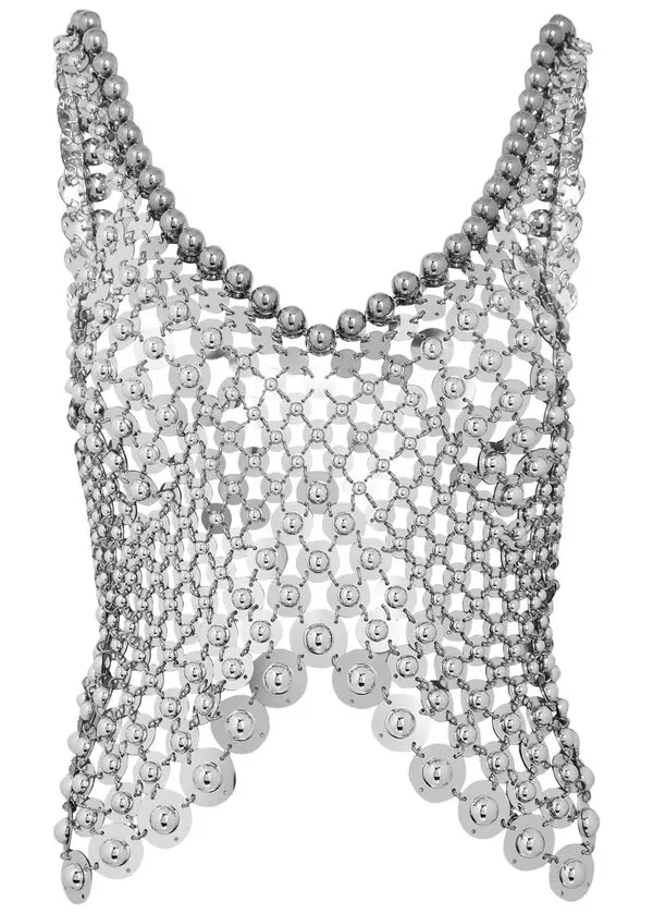 Rabanne Disc Link Metal Cropped Top - Silver