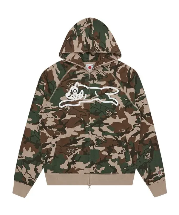 ICECREAM Running Dog Woodland Camo Zip-up Hoodie