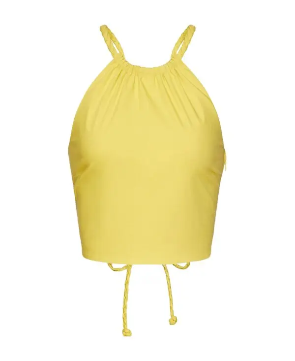 Red Valentino Sleeveless Halterneck Top With Braided Detail - Yellow