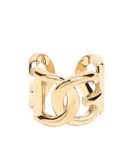 Dolce & Gabbana Dolce Gabbana Logo Plaque Engraved Ring - Yellow