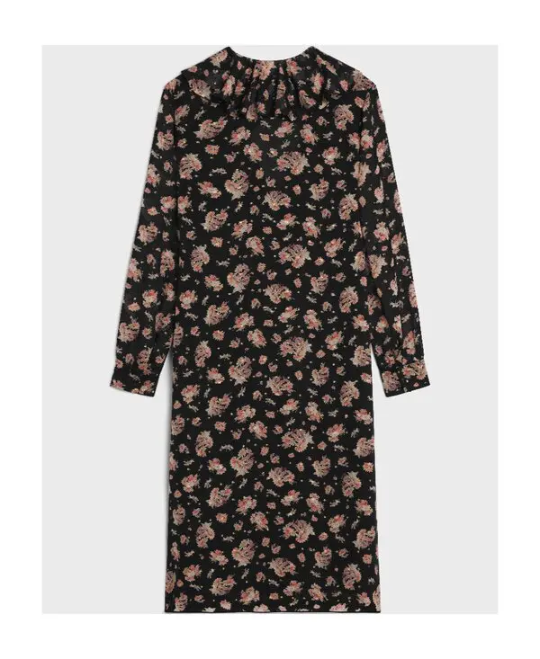 Celine Jabot Dress In Silk Georgette