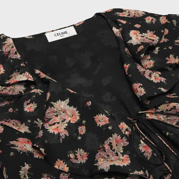 Celine Silk Georgette Printed Jabot Dress