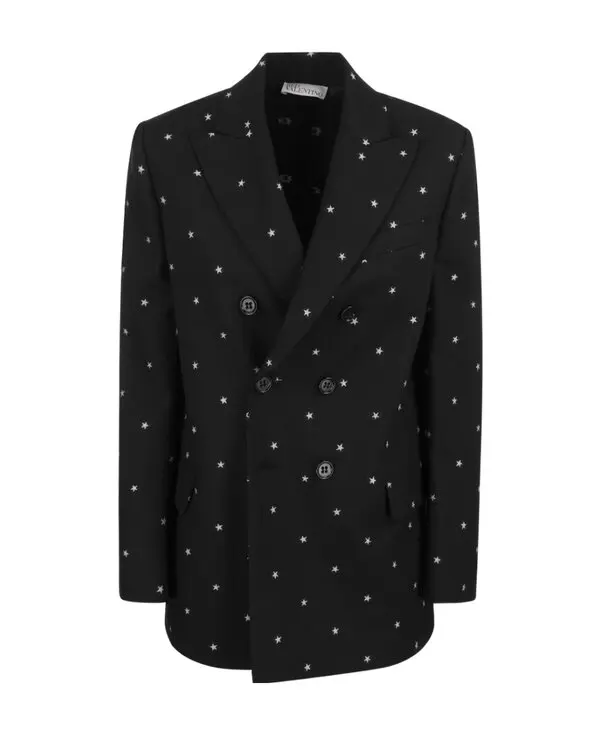 Red Valentino Star-printed Double Breasted Blazer