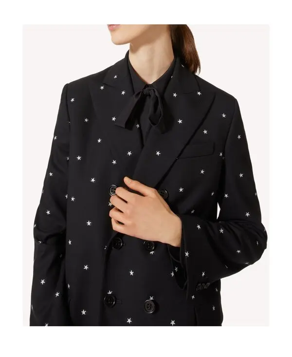Red Valentino Star-printed Double Breasted Blazer