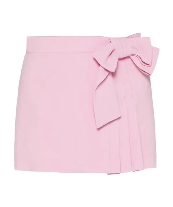 Red Valentino Bow-embellished Pleated Skorts - Pink