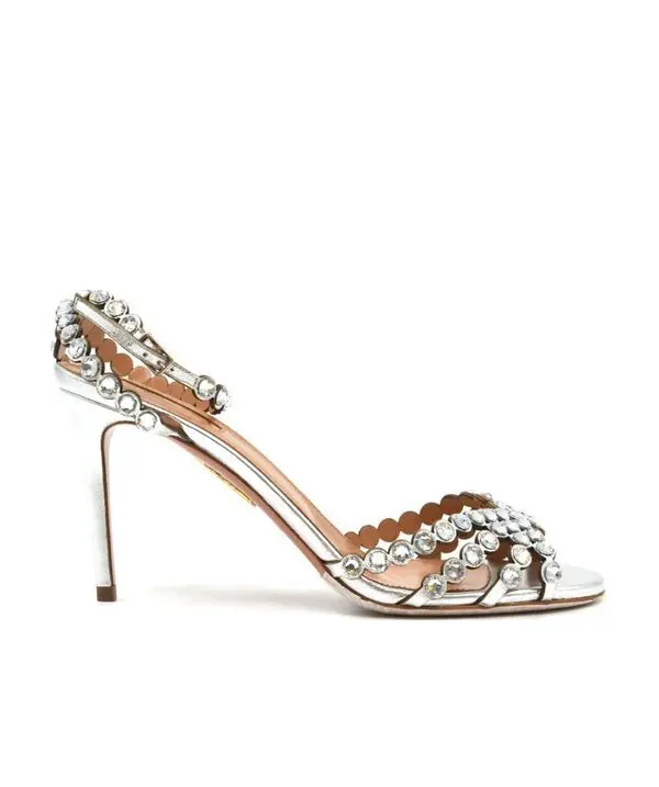 AQUAZZURA Tequila Crystal-embellished Heel Sandals - Nude