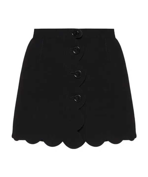 Red Valentino Scallop Trim Button Front Shorts - Black