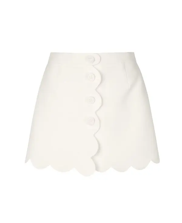 Red Valentino High-rise Scallop-rimmed Shorts - White