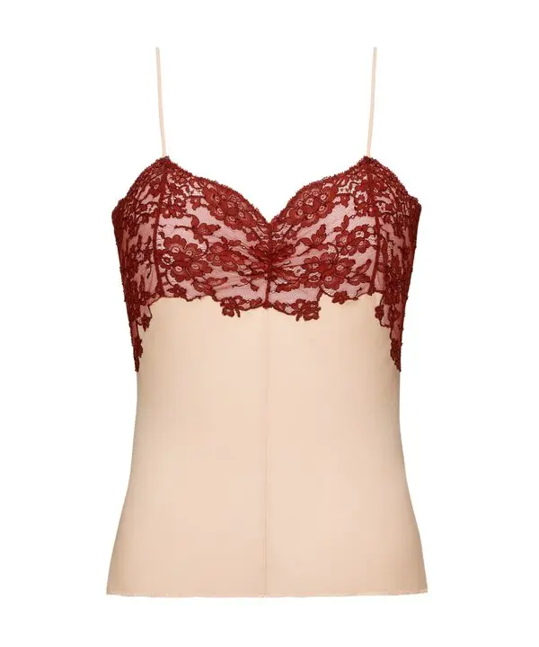 Saint Laurent Laced Camisole In Silk Satin - Nude