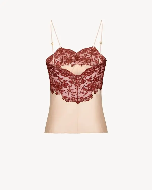 Saint Laurent Laced Camisole In Silk Satin
