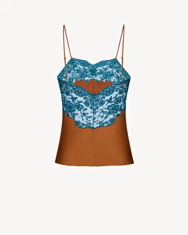 Saint Laurent Laced Camisole In Silk Satin