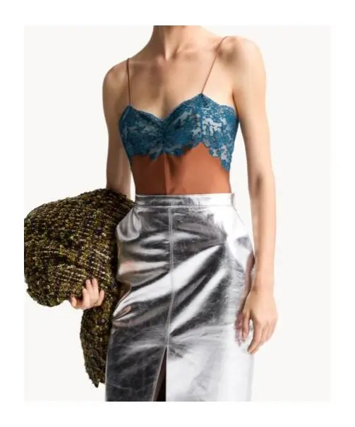 Saint Laurent Laced Camisole In Silk Satin