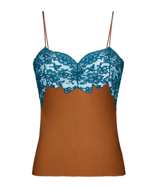 Saint Laurent Lace V-neck Camisole - Caramel