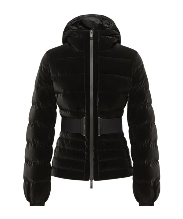 Moncler Hooded Padded Coat With Detachable Belt - Black