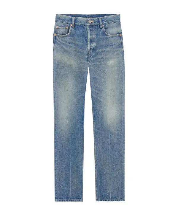 Saint Laurent Mid-rise Straight Leg Jeans - Genuine Medium Blue