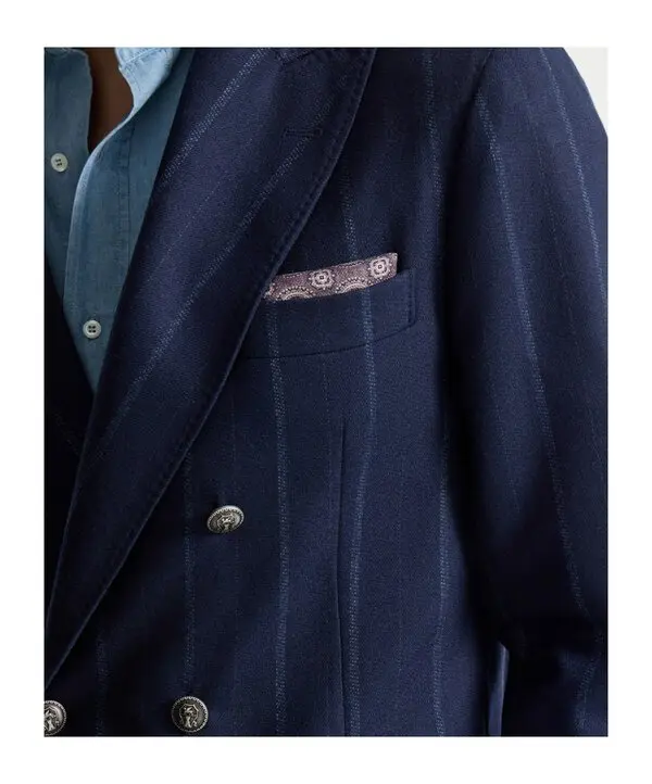 Brunello Cucinelli Silk Pocket Square With Medallion Design