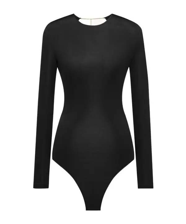 Saint Laurent Cassandre Backless Bodysuit In Jersey - Black