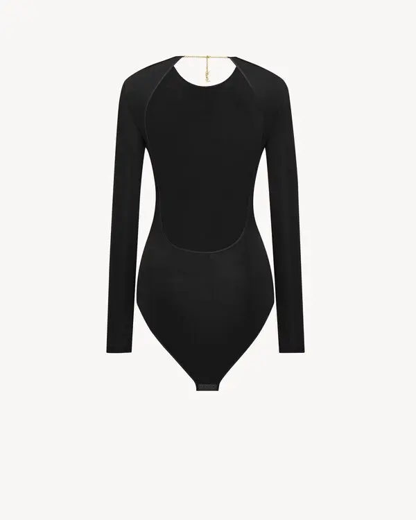 Saint Laurent Cassandre Backless Bodysuit In Jersey