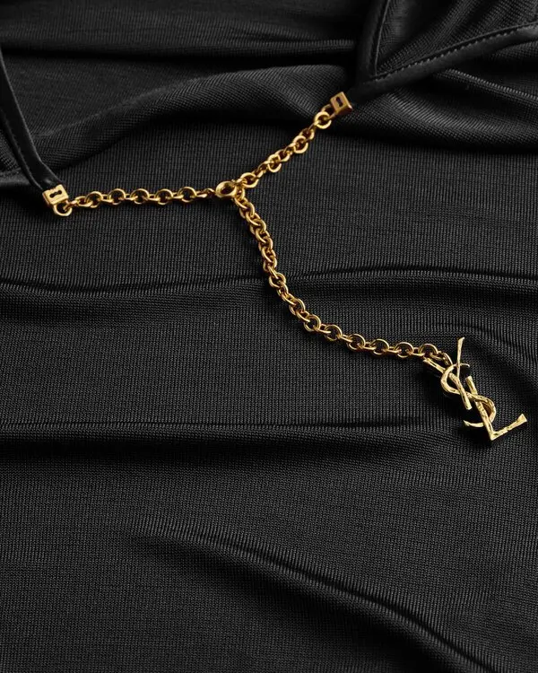 Saint Laurent Cassandre Backless Bodysuit In Jersey
