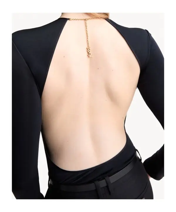 Saint Laurent Cassandre Backless Bodysuit In Jersey
