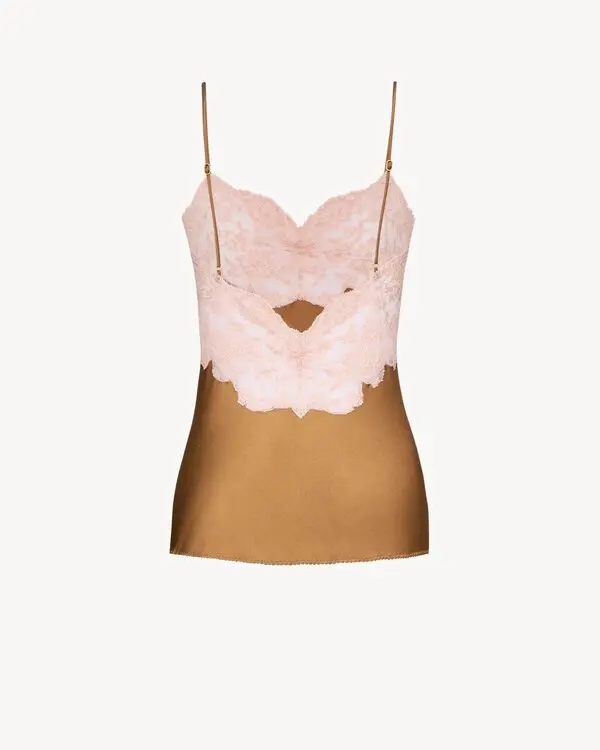 Saint Laurent Laced Camisole In Silk Satin