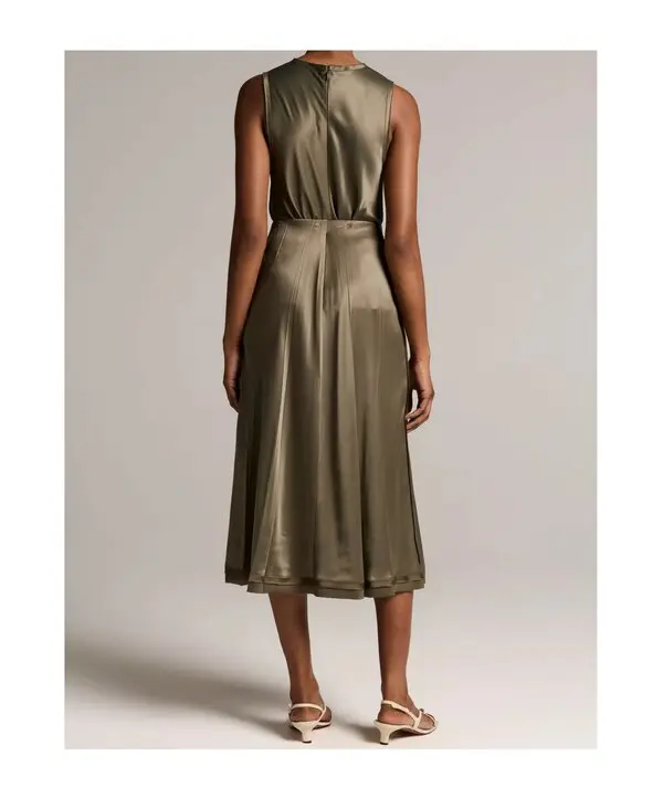 Vince Pleated-design Satin-finish Midi Skirt