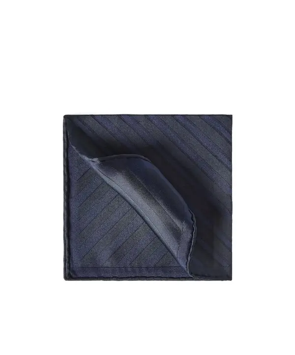 Brunello Cucinelli Regimental-stripe Silk Pocket Square - Navy Blue