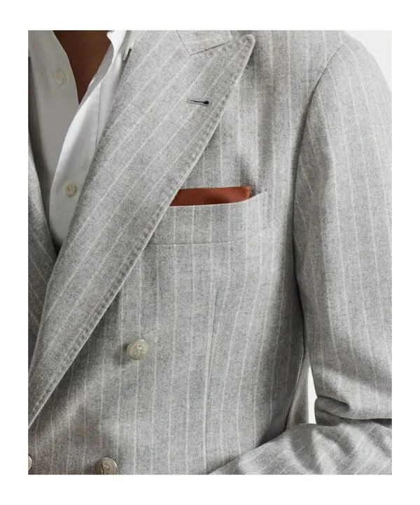 Brunello Cucinelli Silk Pocket Square With Printed Logo