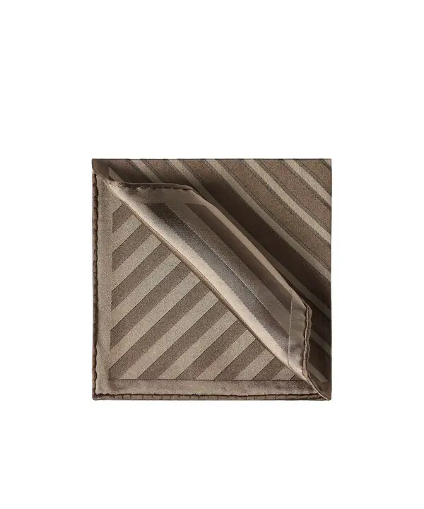 Brunello Cucinelli Regimental-stripe Silk Pocket Square - Brown