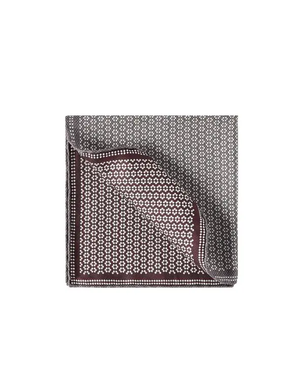 Brunello Cucinelli Silk Geometric-pattern Pocket Square - Grey