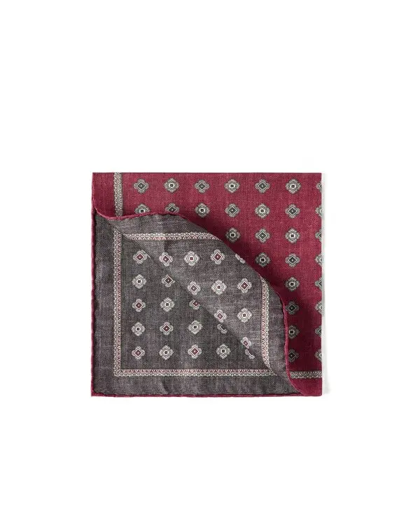 Brunello Cucinelli Silk Pocket Square With Medallion Design - Multicolor