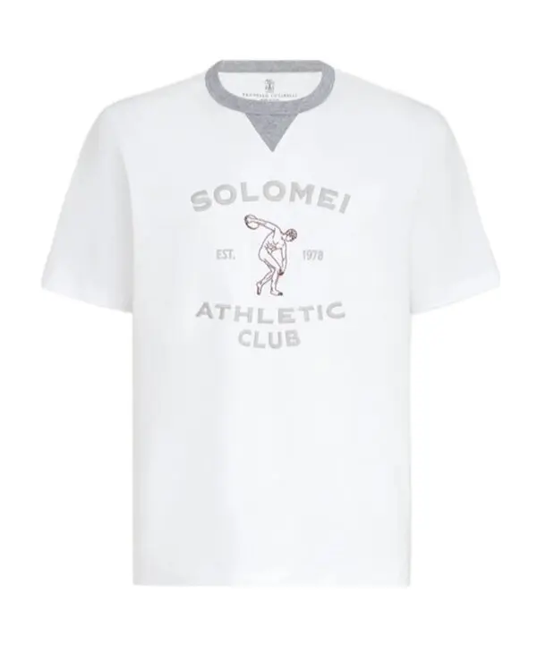 Brunello Cucinelli Cotton Jersey Crew Neck T-shirt With Print