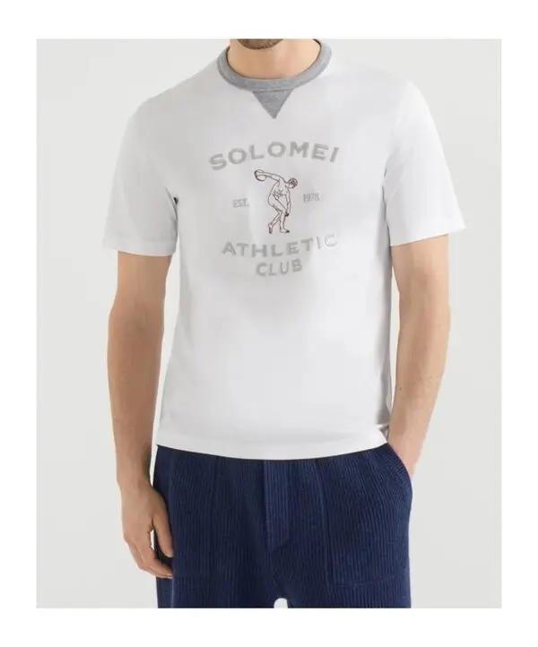 Brunello Cucinelli Cotton Jersey Crew Neck T-shirt With Print